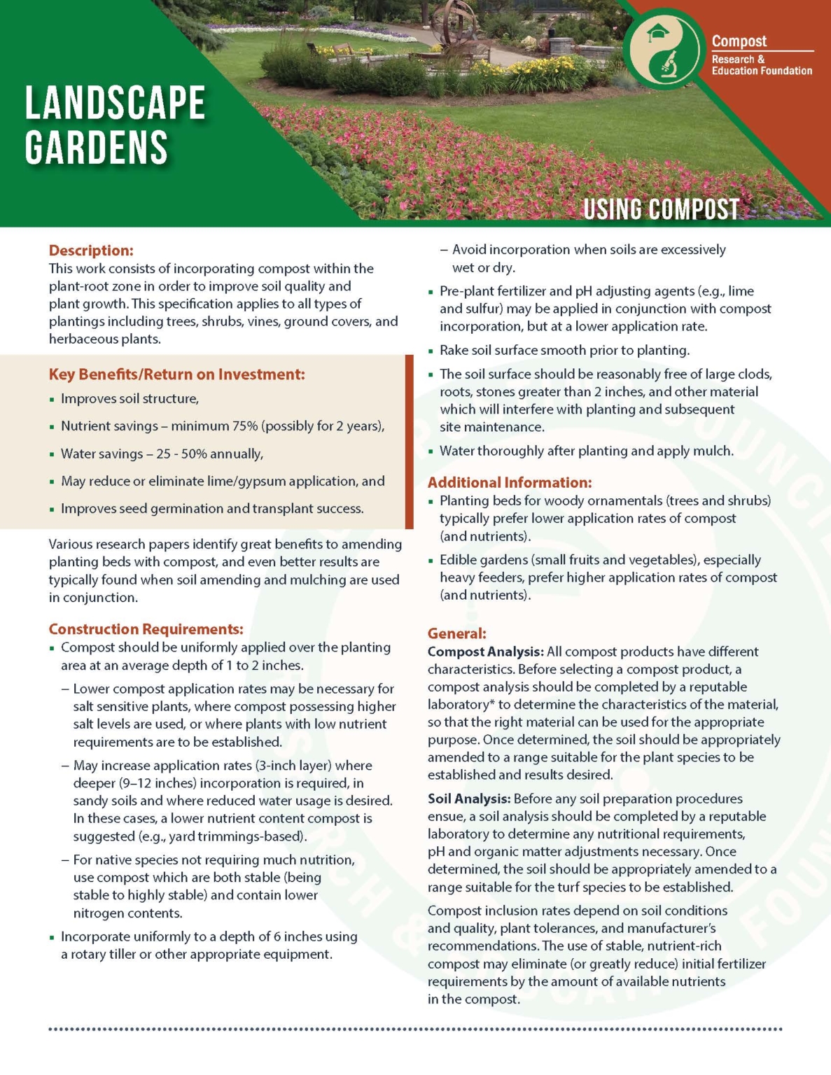 CREF Compost Application Data Sheets – Engineered Compost Systems